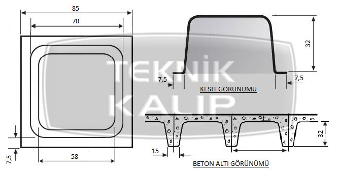 Kaset Döşeme 85x85x32cm 15cm Nervürlü